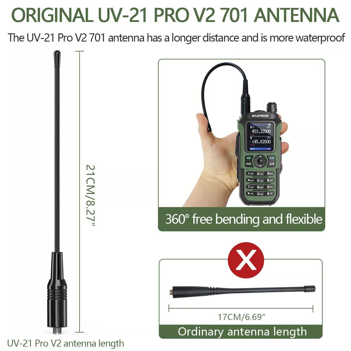 Radio Baofeng UV-21 Pro V2 Tribanda VHF UHF BF-21M AM 10W Wireless Copy Frequency IP45 USB-C ...