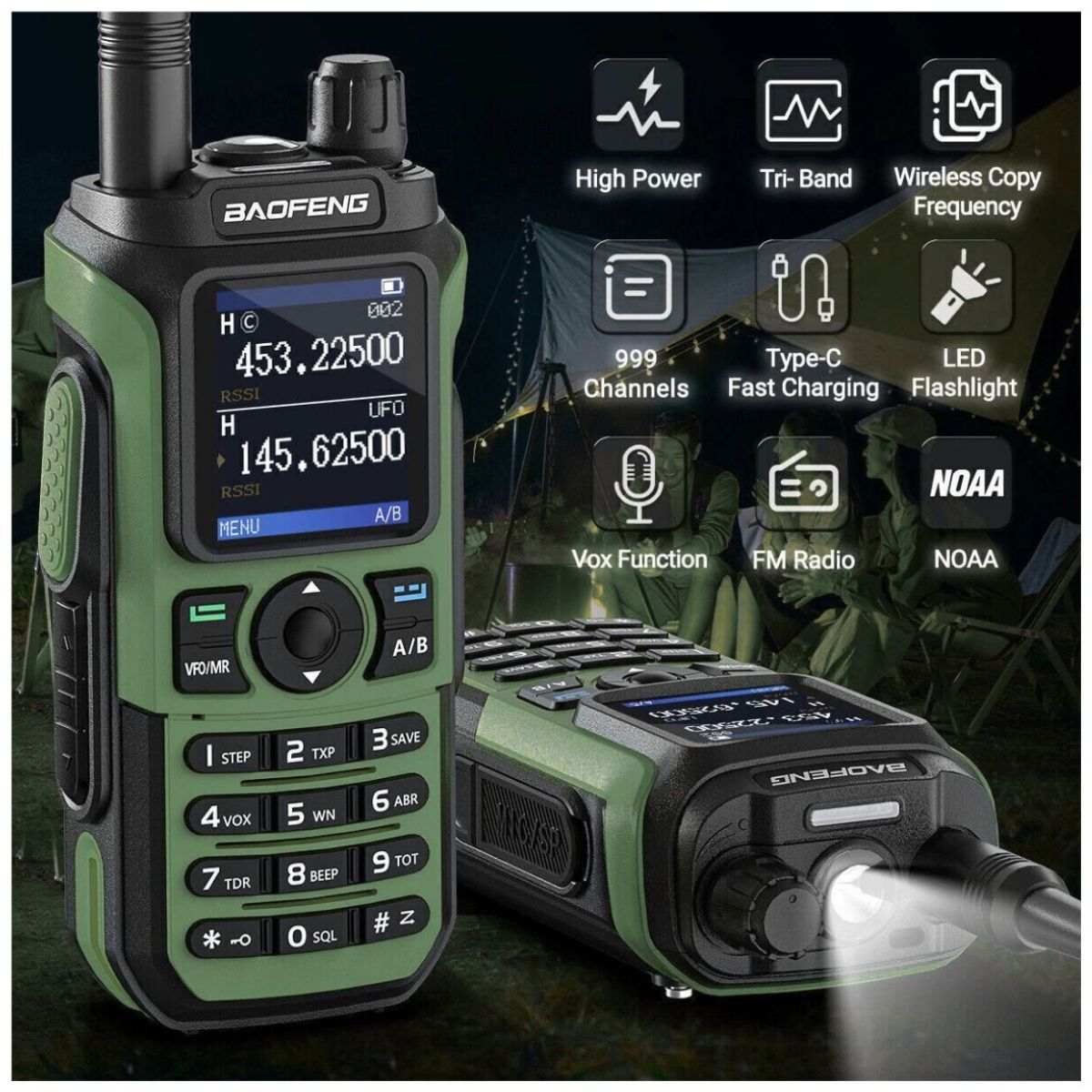 Radio Baofeng UV-21 Pro V2 Tribanda VHF UHF BF-21M AM 10W Wireless Copy Frequency IP45 USB-C ...