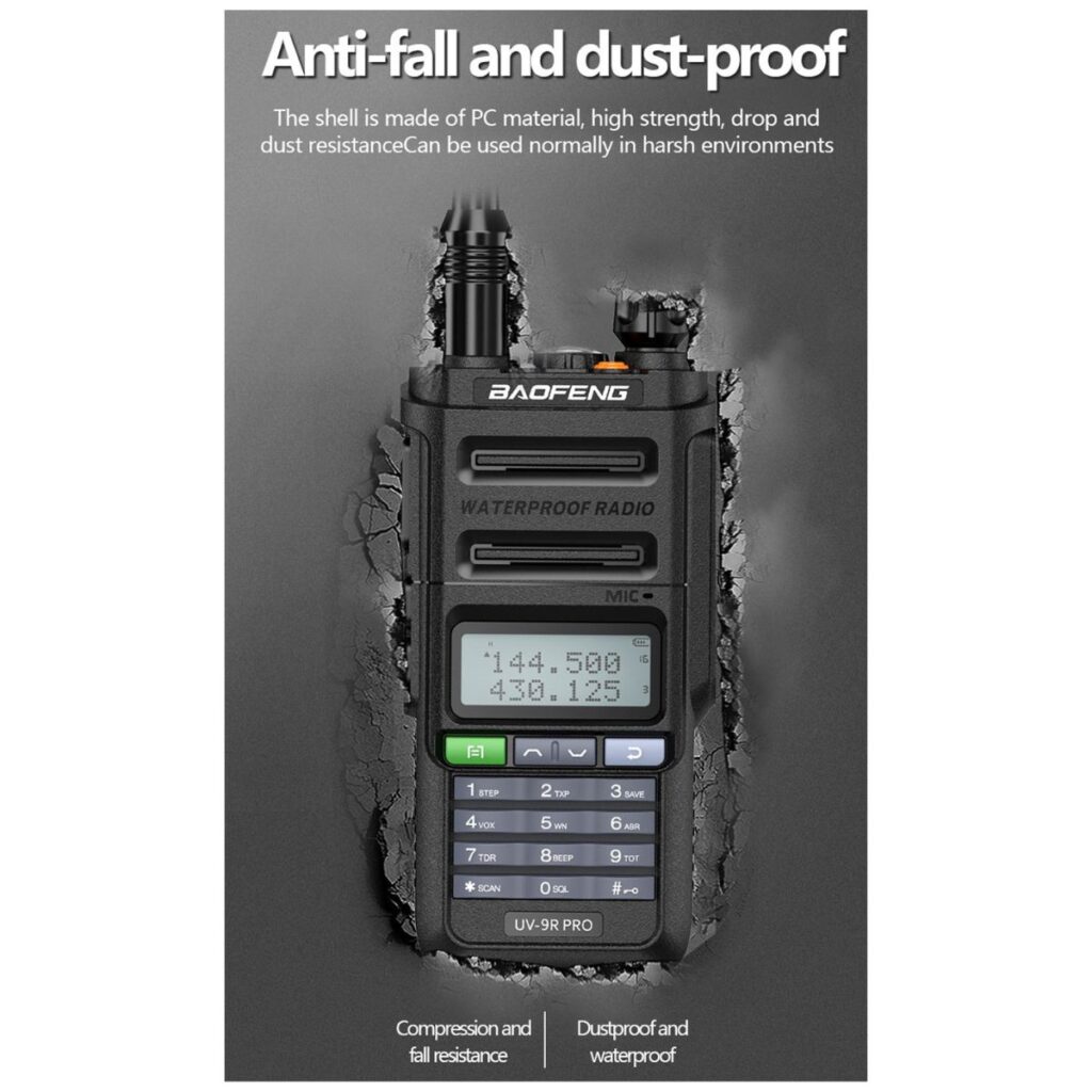 Baofeng UV 9R PRO V2 IP68 Waterproof Walkie Talkie High Power Dual Band ...