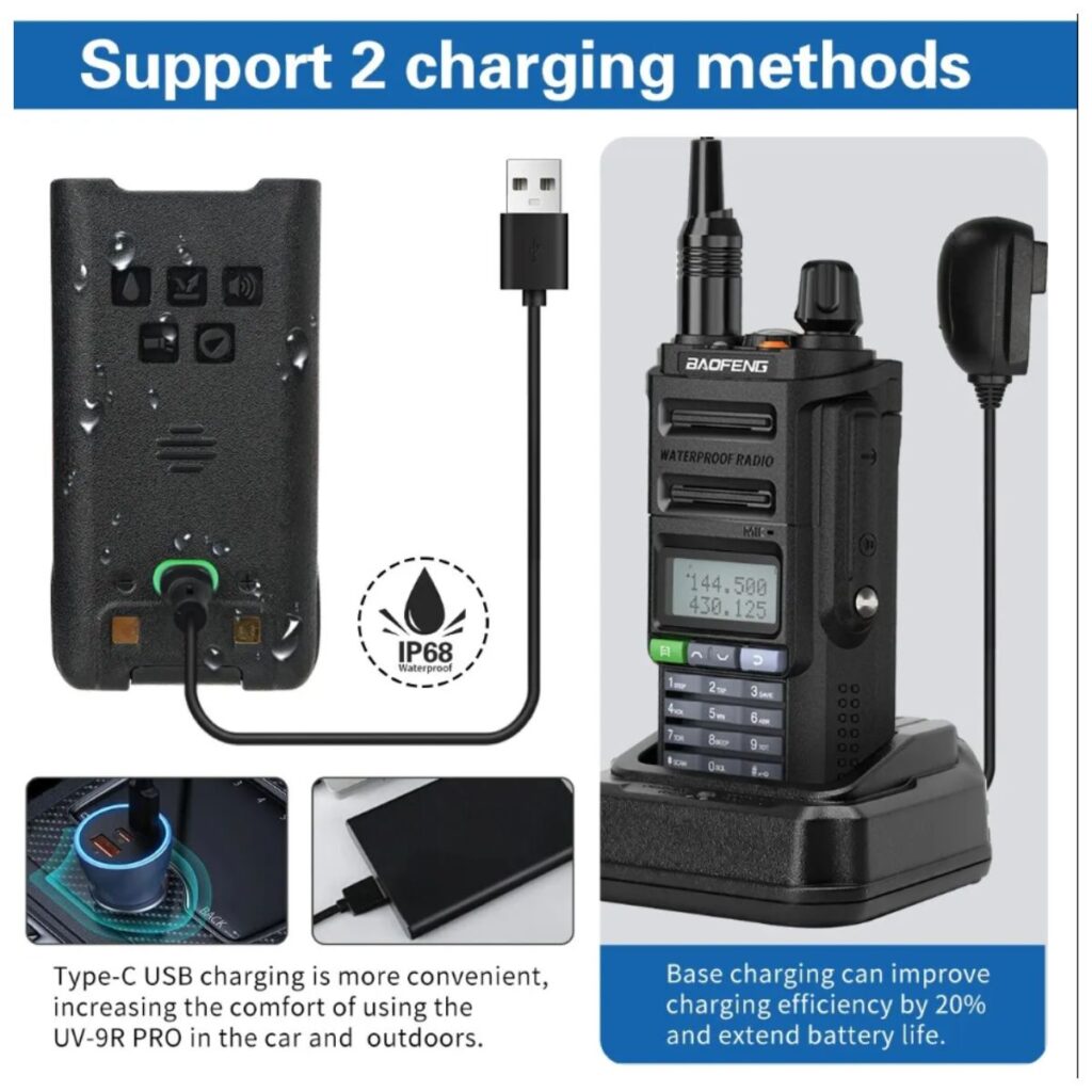 Baofeng UV 9R PRO V2 IP68 Waterproof Walkie Talkie High Power Dual Band ...