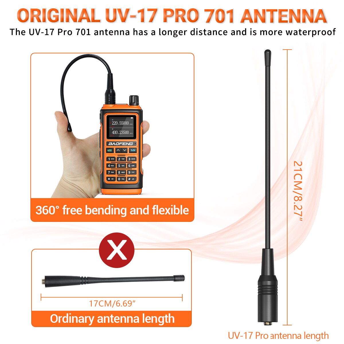 Baofeng UV 17 Pro L Wireless Copy Frequency Walkie Talkie 16 KM Long Range Waterproof IP45 ...